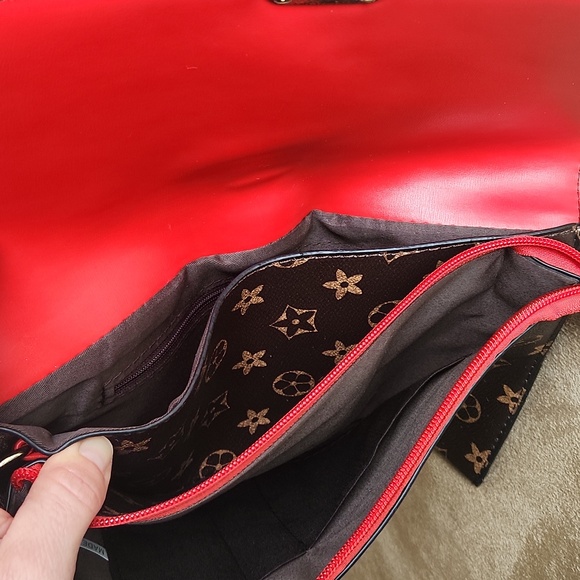 Bags | Monogram Red Brown Color Clutch Wallet | Poshmark